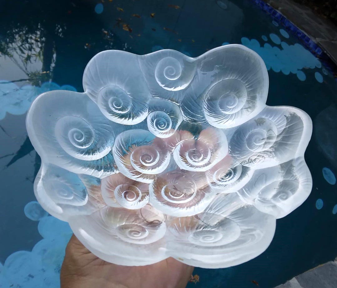 VTG Sculpted Nautilus Crystal Frosted Bowl by per Lütken for Royal ...