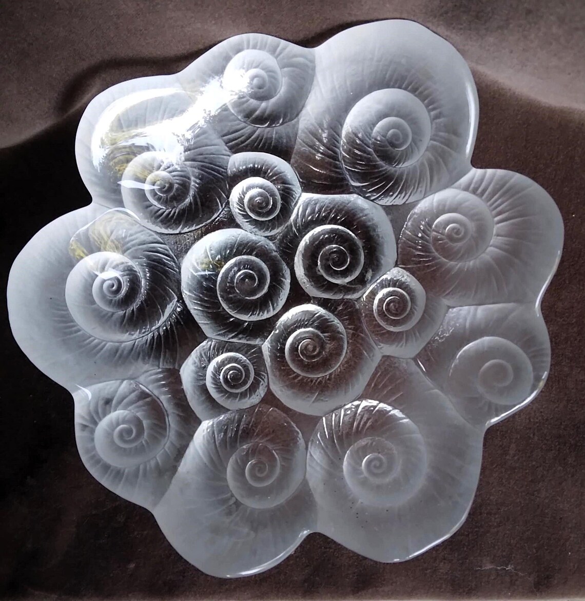 VTG Sculpted Nautilus Crystal Frosted Bowl by per Lütken for Royal ...