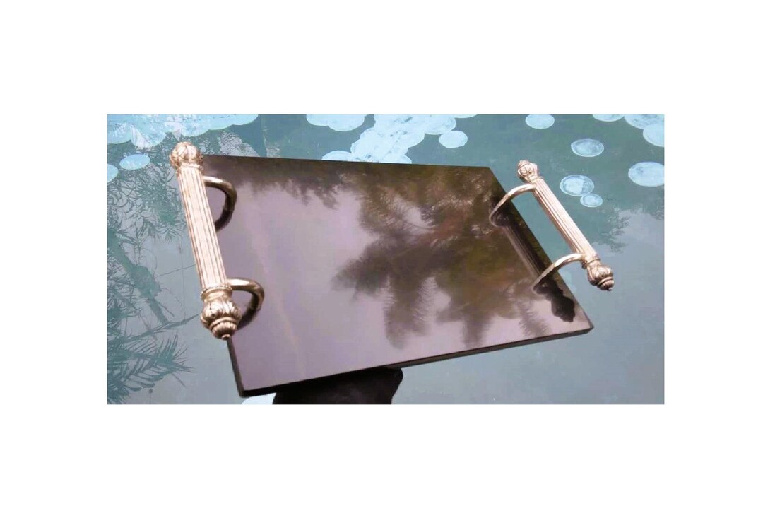 Vintage Godinger “plume” Silverplate & Black Marble Charcuterie/cheese ...