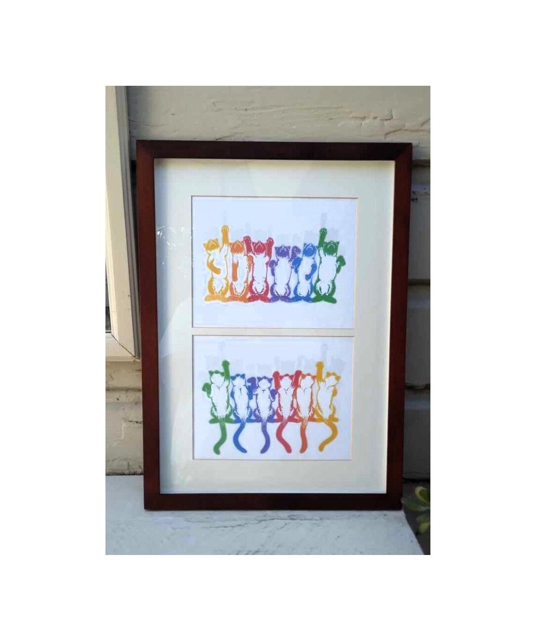 Rainbow Siamese Cats Dancing Front & Back Framed Original Art Print - Etsy