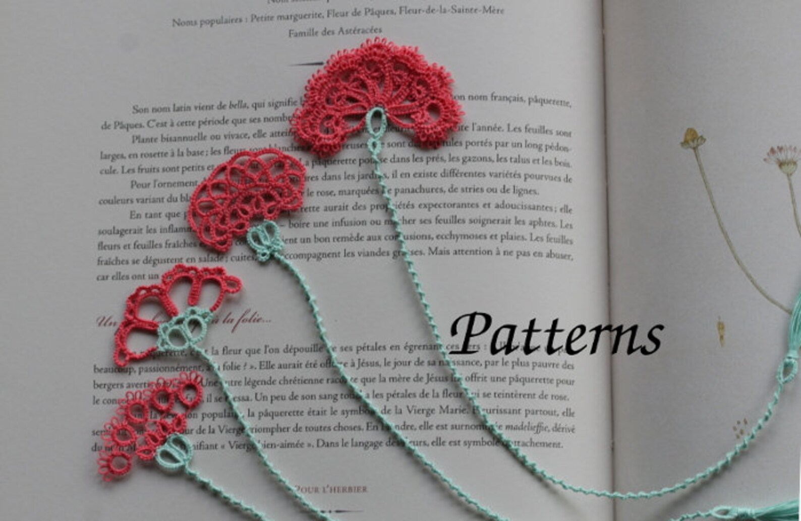 Bookmarks Tatting Patterns, Tutorial for 4 Flower Bookmarks Tatted Lace ...