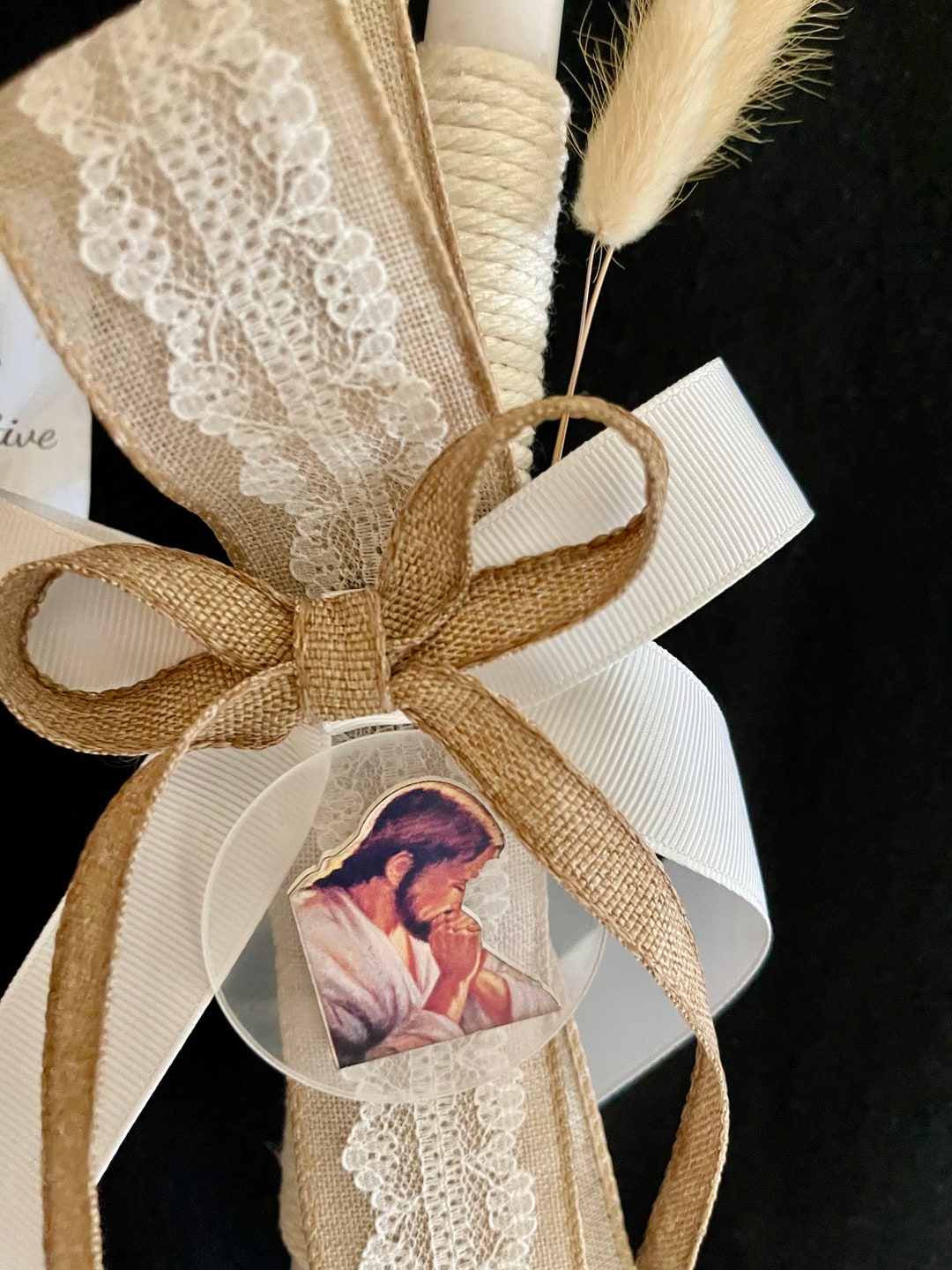 Easter Candle, Baptism Candle, Jesus Praying Candle, Palm Sunday Candle ...