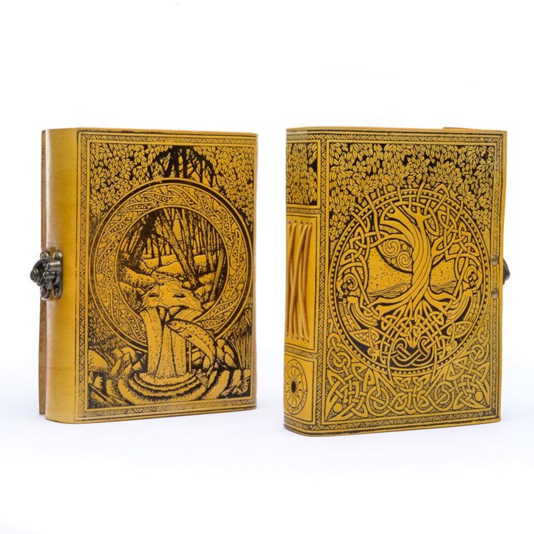 Celtic Tree of Life / Sacred Wells Handmade 5x7 Leather Journal With ...