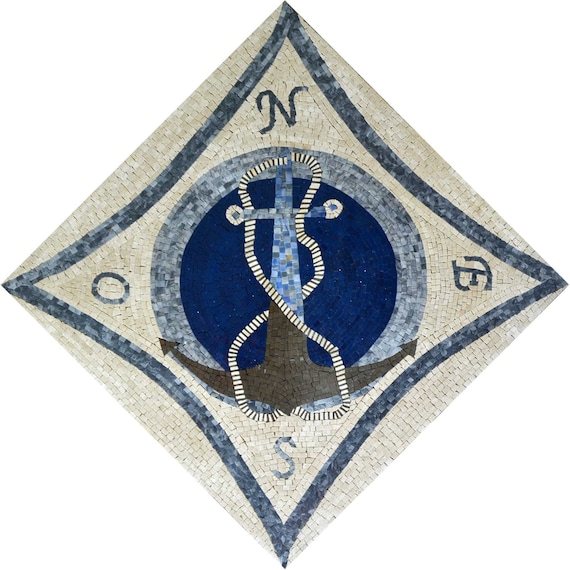 Nautical Mosaic Anchor Compass | Etsy