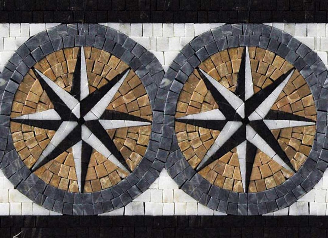 Compass Border Mosaic Art - Etsy