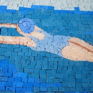 Swimming Women Mosaic Wall Art – Unique Handmade Tile Artwork for Home ...