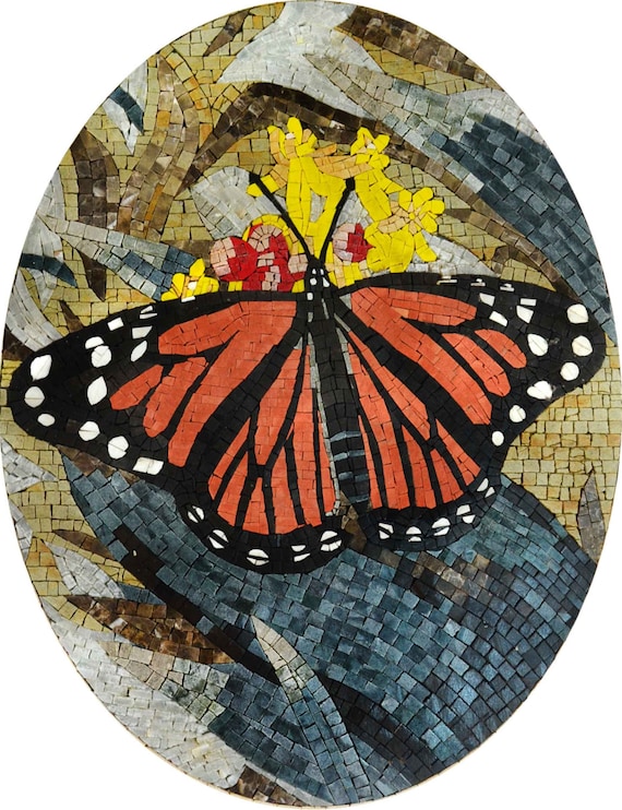 Butterfly Marble Mosaic Mosaic Design | Etsy