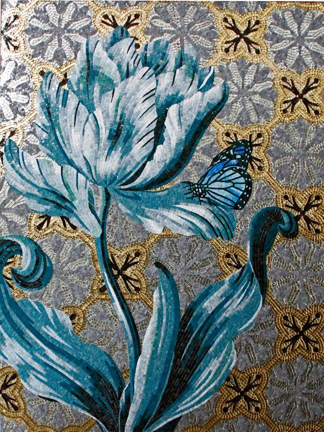 Blue Lagoon Flower on Glass Mosaic - Etsy