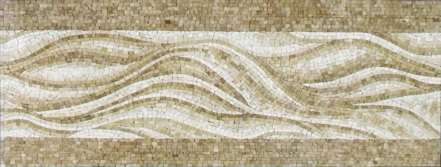 Waves Mosaic Natural Marble Stone Artwork Mosaic Tile Mural - Etsy