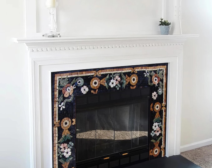 Fireplace Border Mosaic – Garden Gate Design, Handcrafted Tile Surround ...