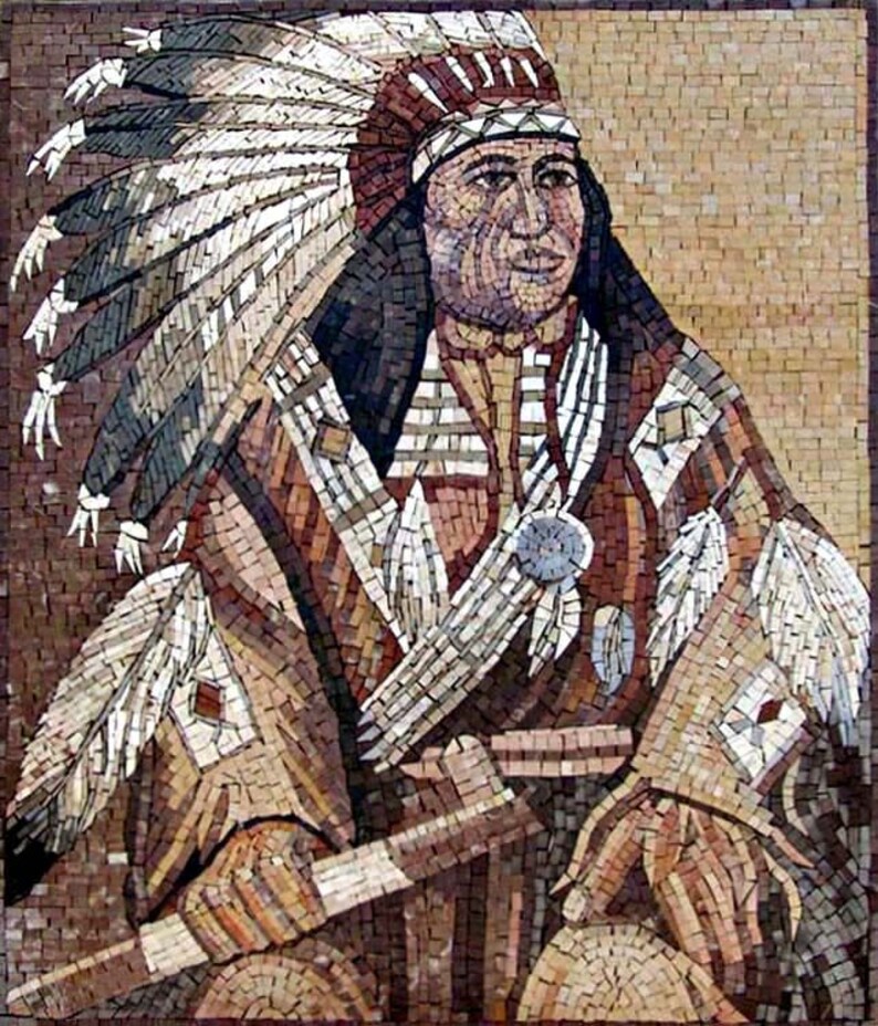 Red Indian Chief Native American Mosaics - Etsy