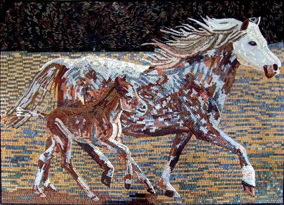 Mosaic Artwork Colorful Horses | Etsy