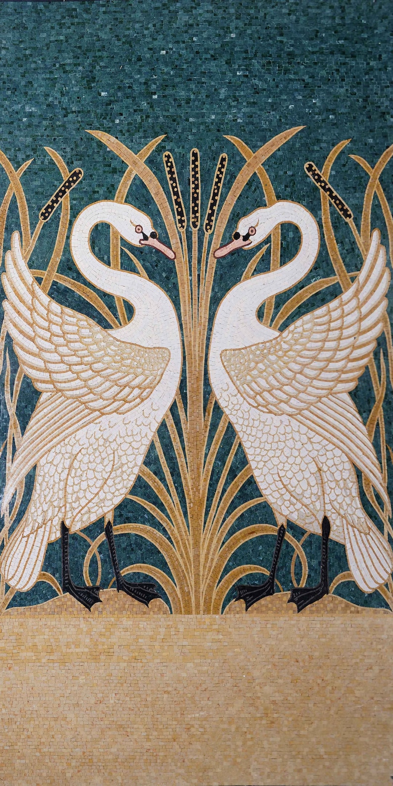 Romantic Dove Mosaic Wall Art - Majestic Handmade Tile Mural - Unique ...