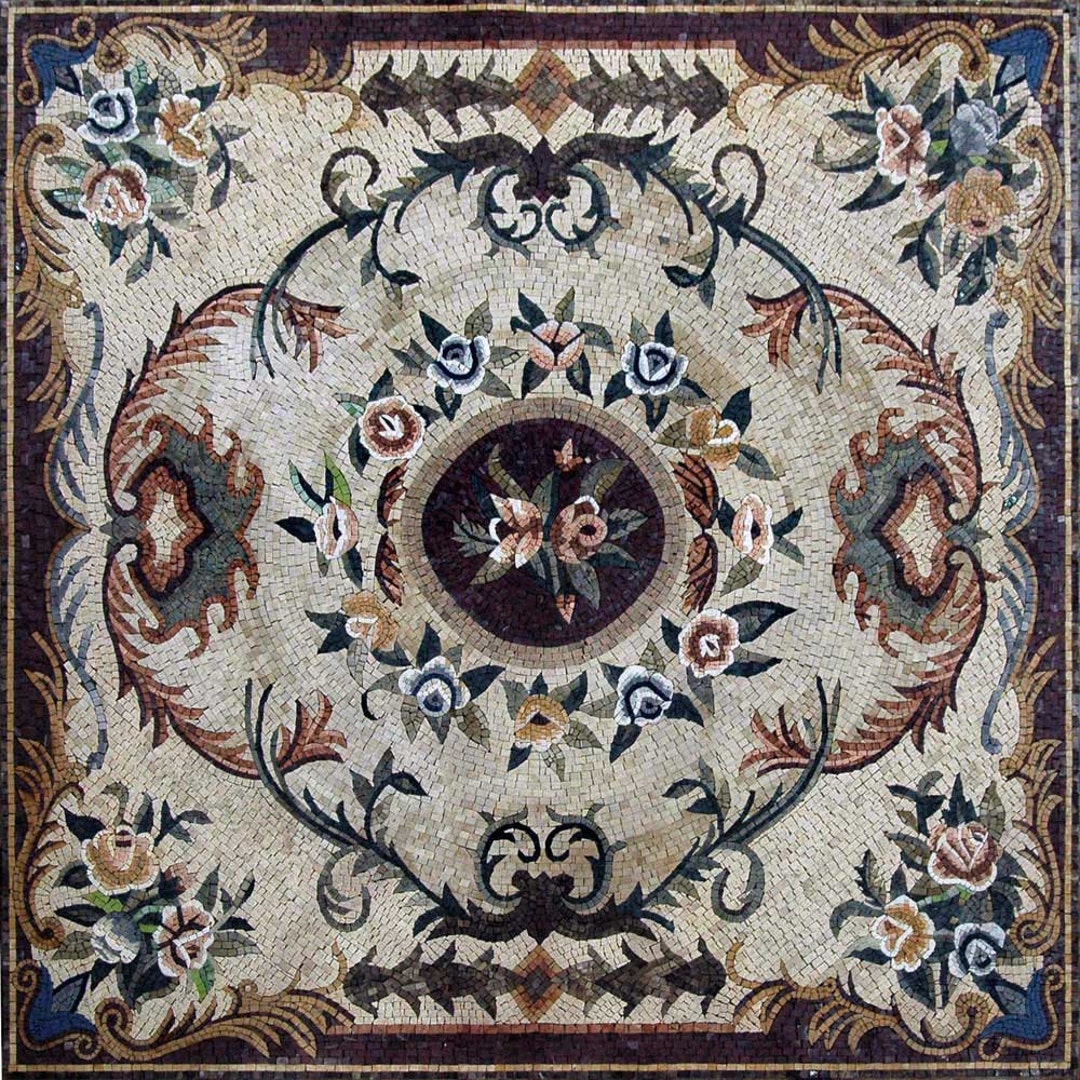 Intricate Floral Mosaic Rug Design - Etsy