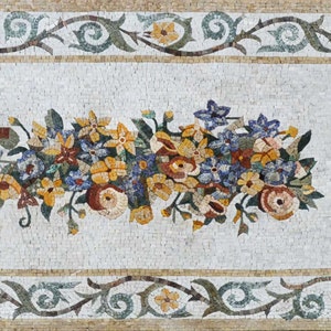 Floral Mosaic Rug Mosaic Tile Art - Etsy