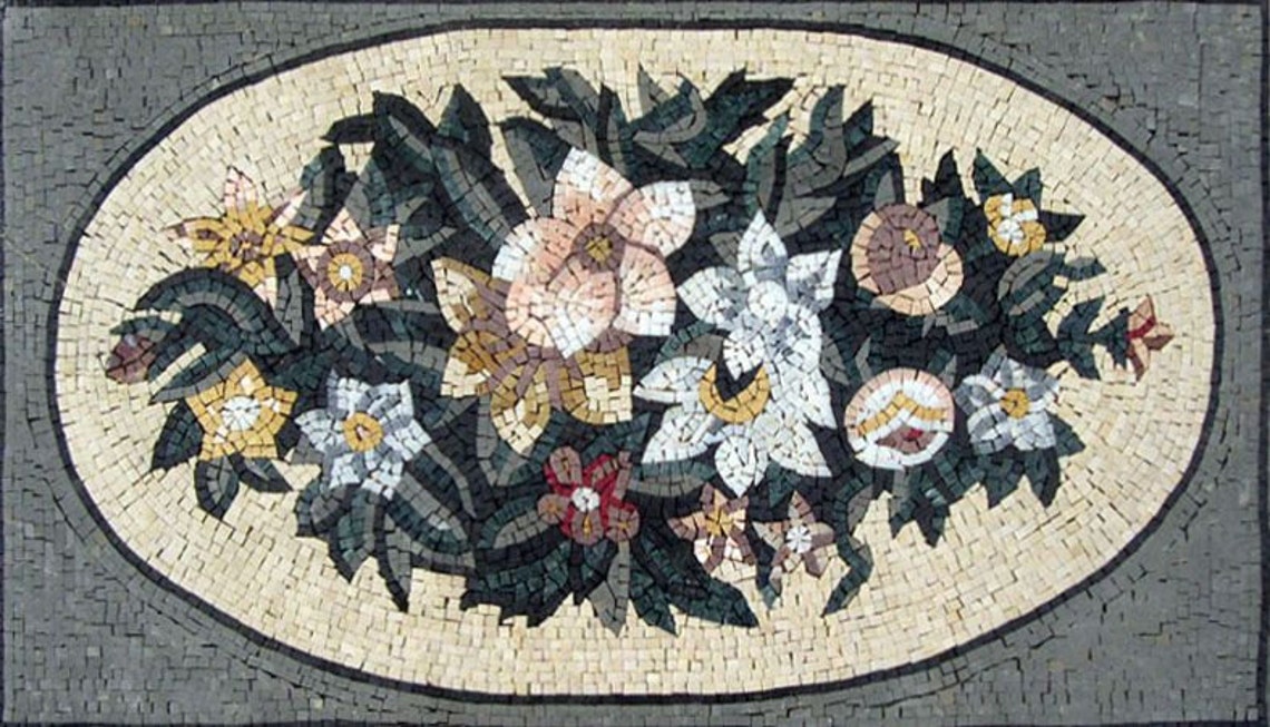 Roman Mosaic Pattern-flower Art - Etsy