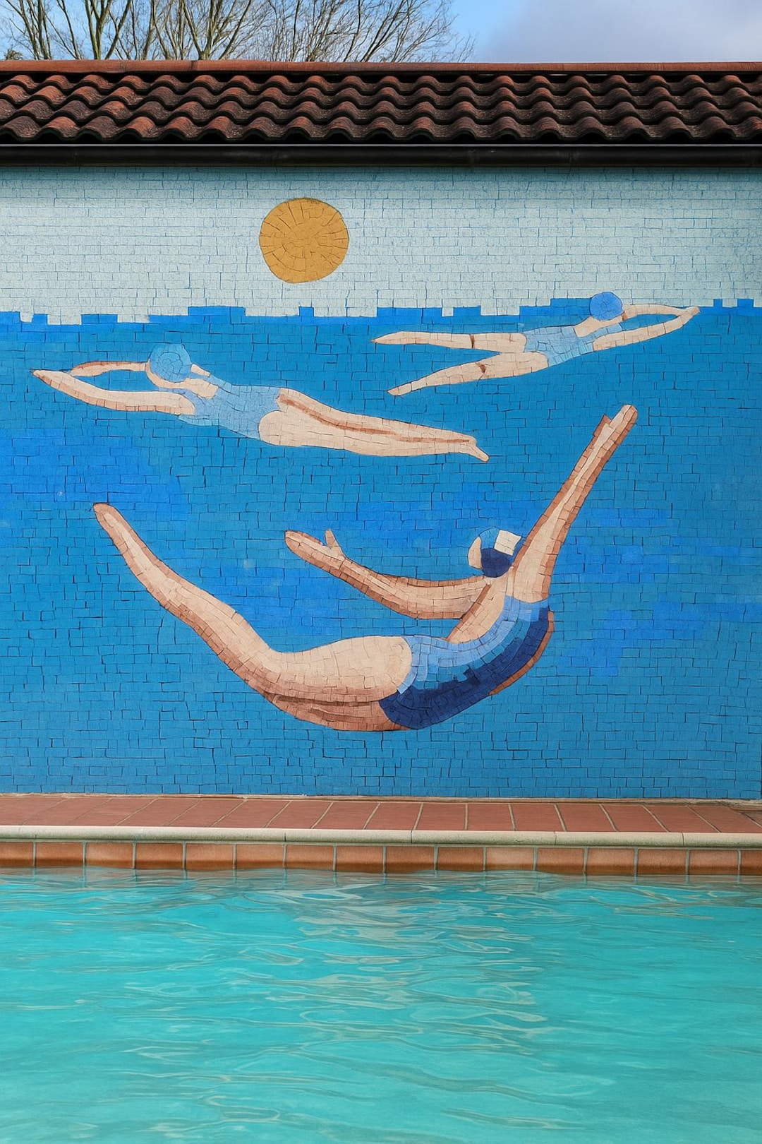 Swimming Women Mosaic Wall Art – Unique Handmade Tile Artwork for Home ...