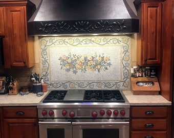 Floral Mosaic Rug Floor Inlay Art Tile | Etsy