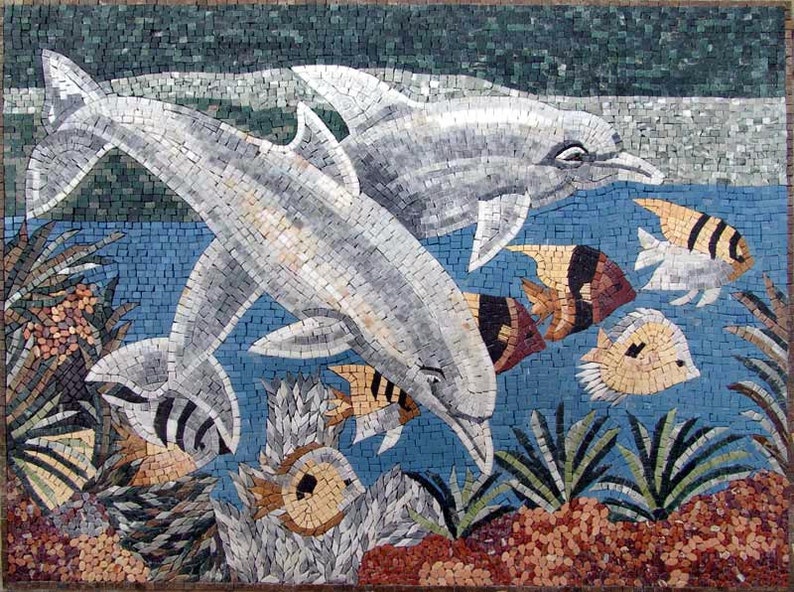 Dolphin Mosaic Art Ocean Life Mosaic - Etsy
