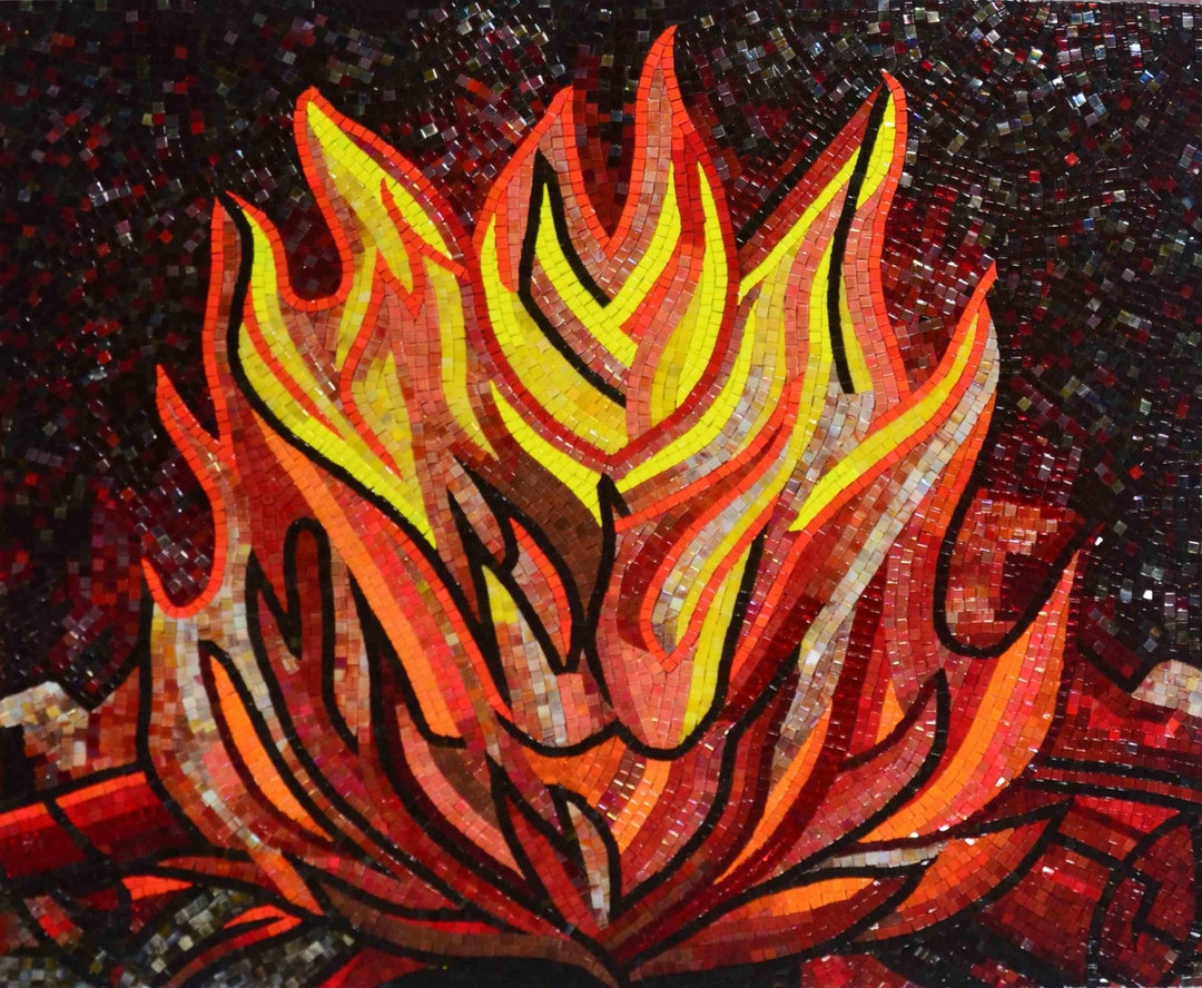 Mosaic Glass Artwork - the Mighty Fire - Etsy