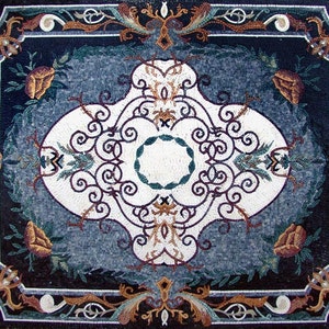 Floral Mosaic Rug Floor Inlay Art Tile - Etsy