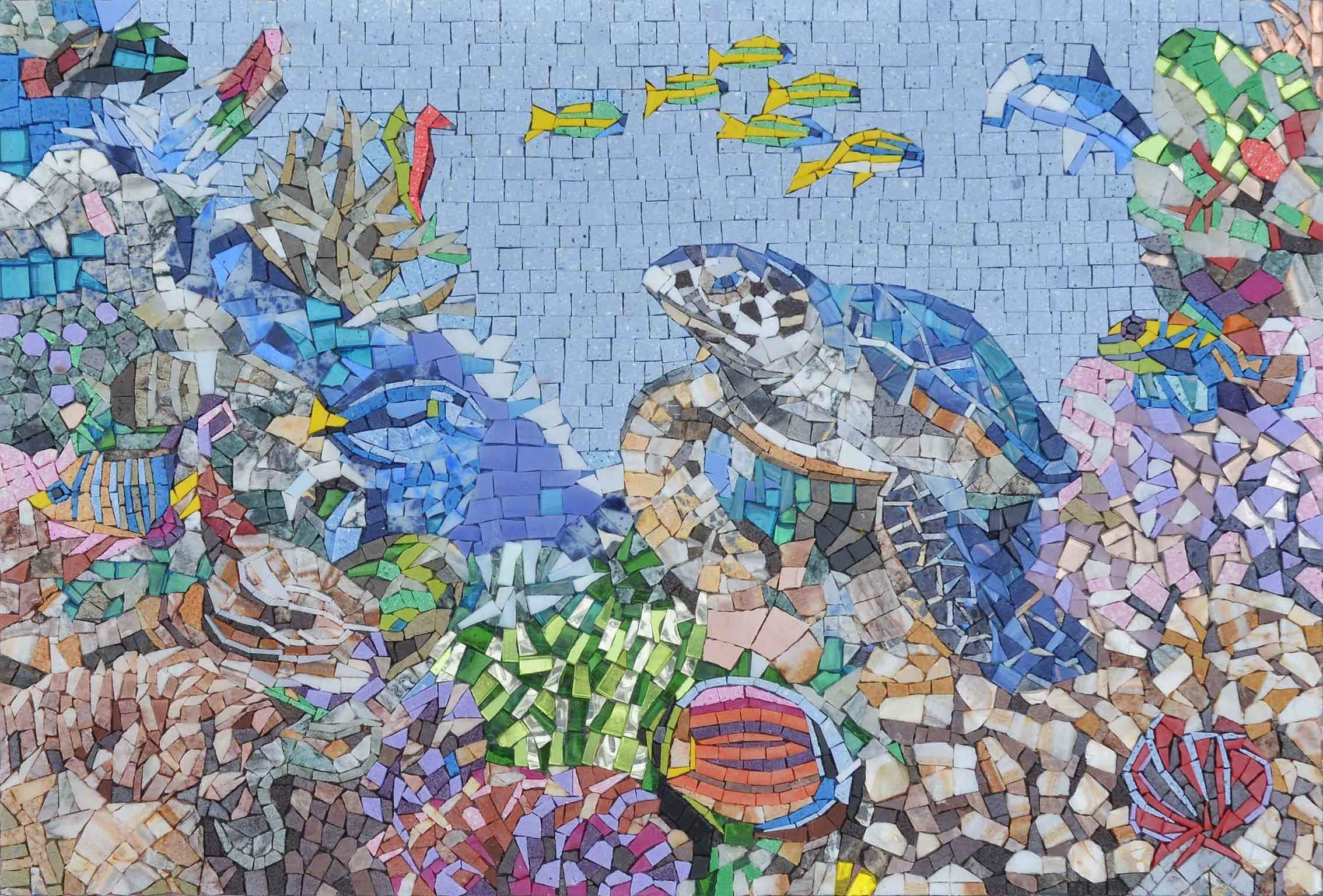 Turtle Reef Mosaic Pool Art: Custom Outdoor Installation - Etsy