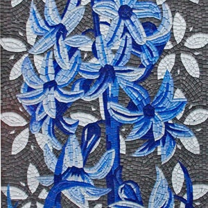 Blue Flowers Art Mosaic Design - Etsy