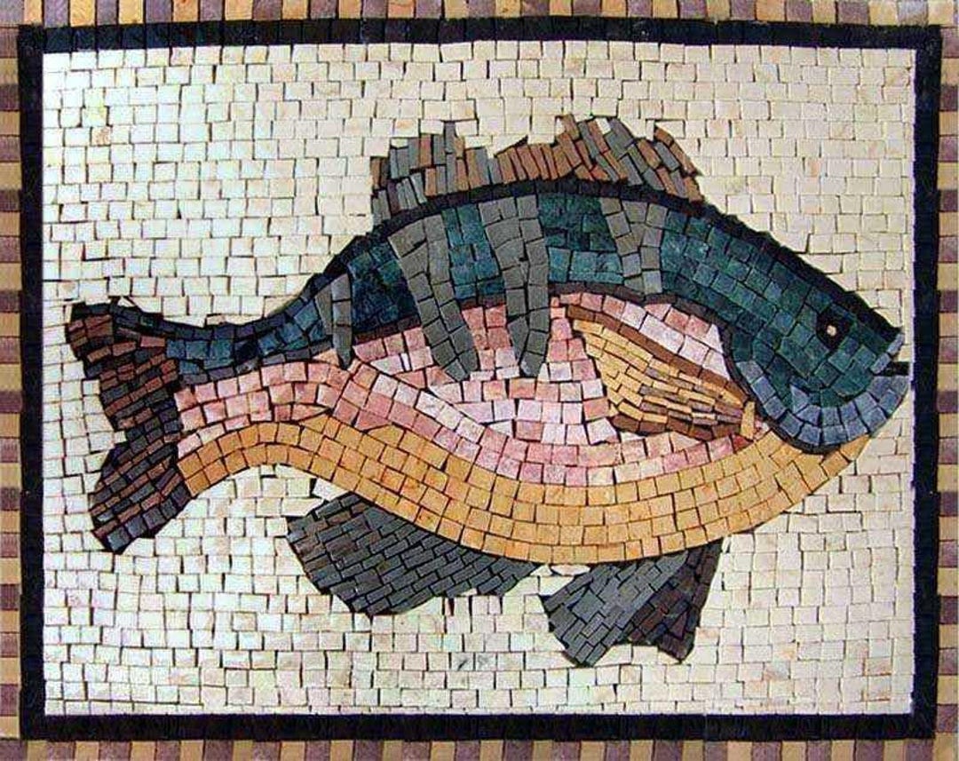 Red Drum Marble Mosaic Design - Handcrafted Fish Tile Artwork for Home ...