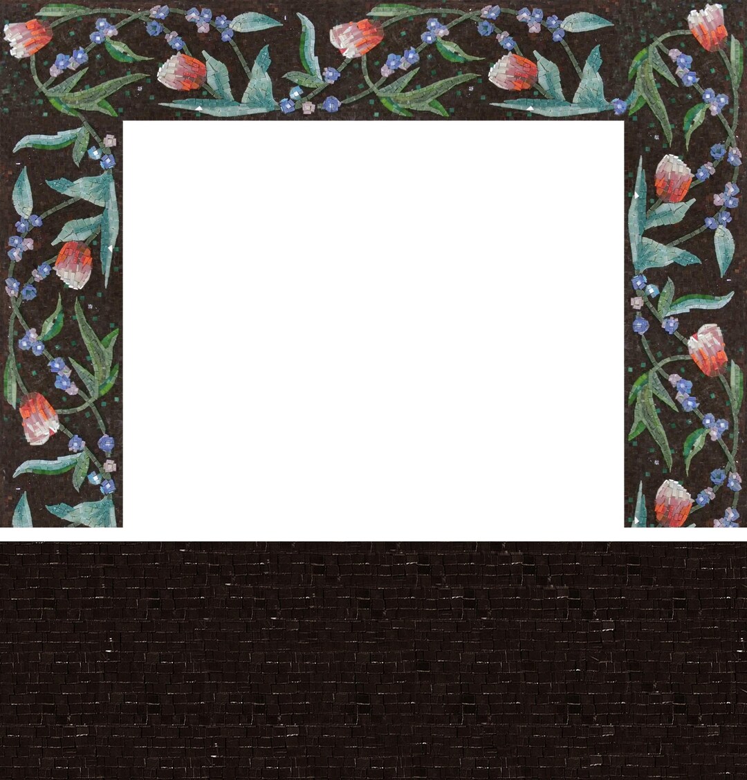 Floral Gaze – Unique Modern Mosaic Fireplace Border – Handmade Floral ...