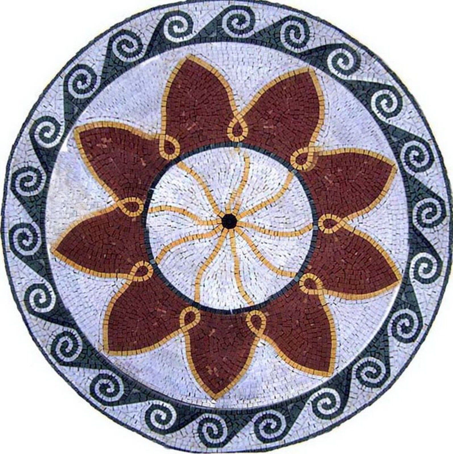 Round Flower Mosaic - Firewheel - Etsy