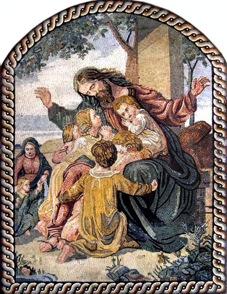 Mosaic Artwork Jesus Preaching Love to Children - Etsy