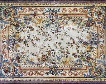 Floral Mosaic Rug Floor Inlay Art Tile | Etsy