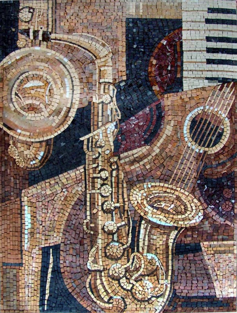 Mural de mosaico de mármol de instrumentos musicales - Etsy España