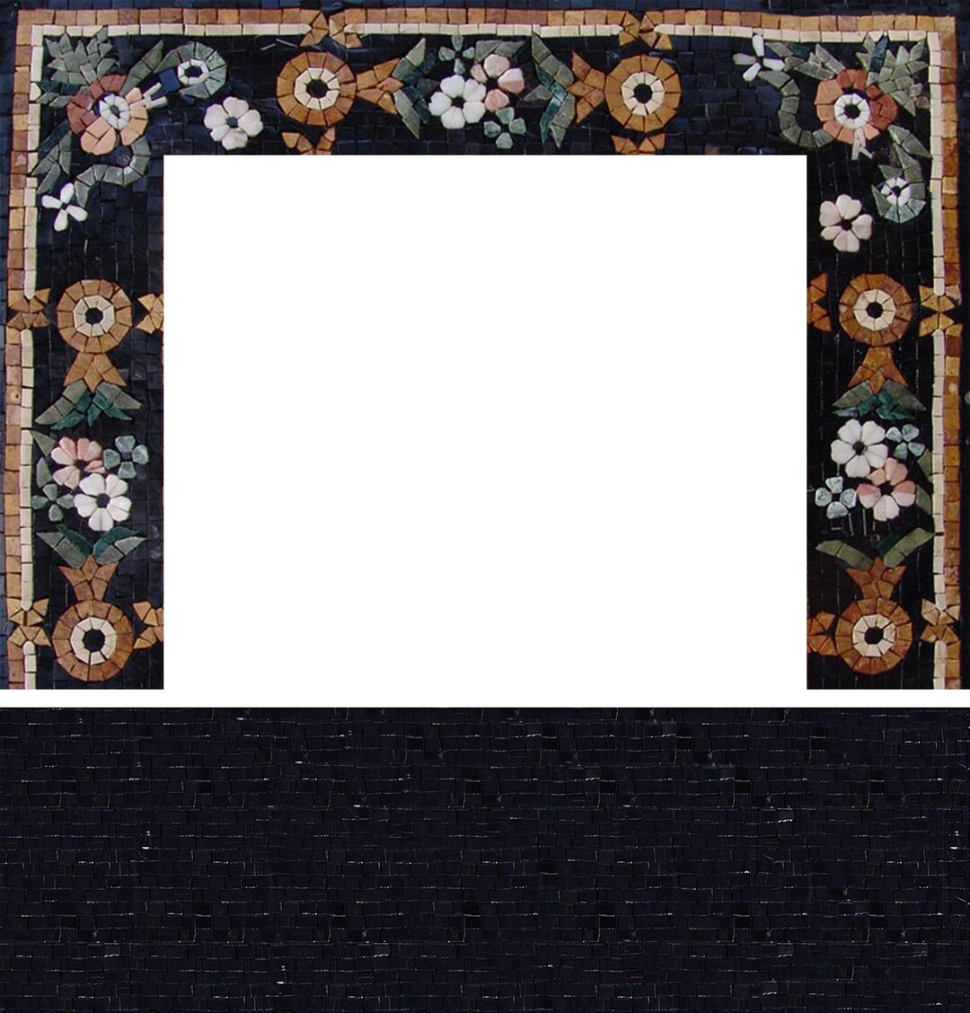 Fireplace Border Mosaic – Garden Gate Design, Handcrafted Tile Surround ...