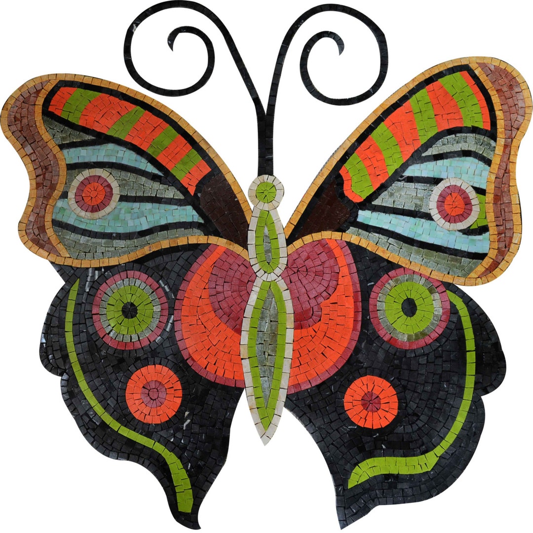 Colorful Butterfly Mosaic - Glass & Marble Mosaic - Etsy
