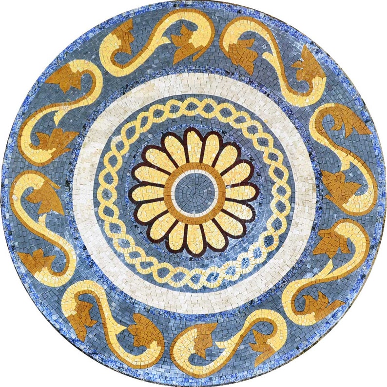 Round Roman Flower Mosaic - Caius - Etsy