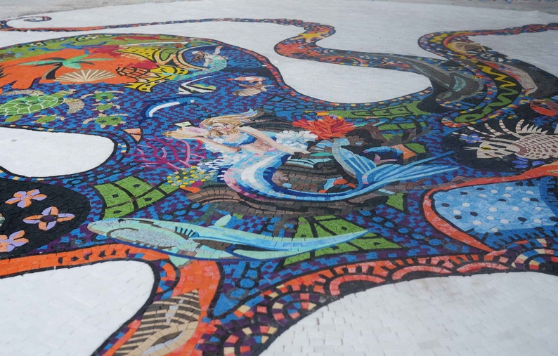 Ocean Octopus Mosaic Medallion: Colorful Marine Life Wall Art - Etsy