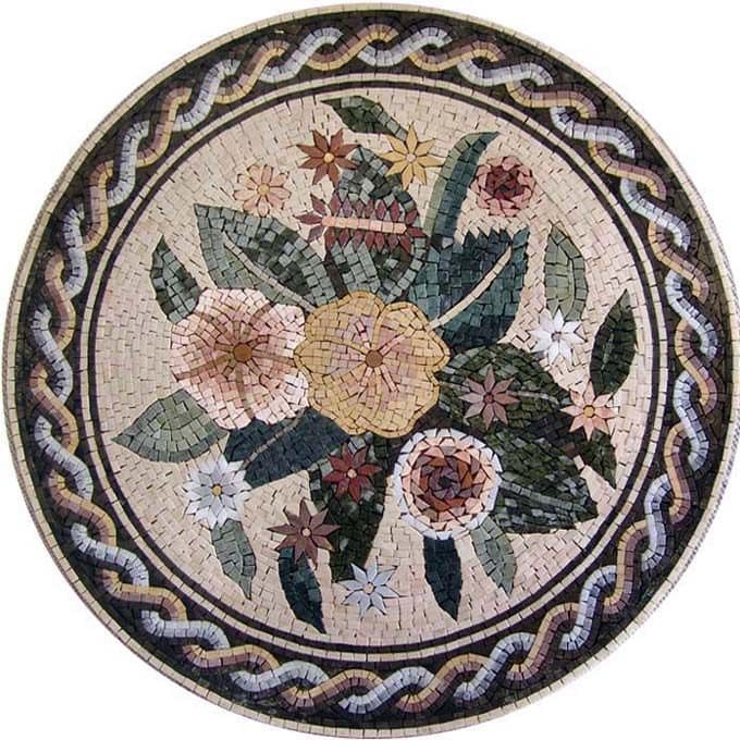 Oriented Floral Mosaic Tile Rug - Etsy
