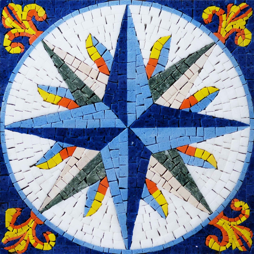 Royal Mosaic Compass - Elegant Glass Art for Home Decor - Etsy