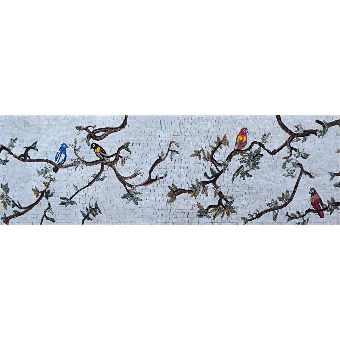 Birds on Tree Branches - Mosaic Mural - Etsy