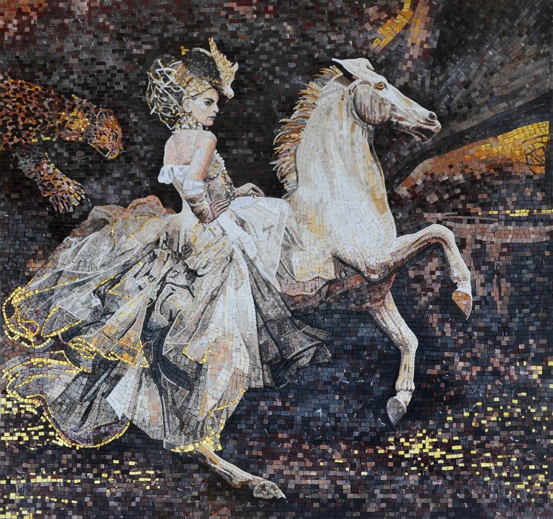 Rhiannon Goddess - Ancient Mythology Mosaic Art for Living Room Decor ...