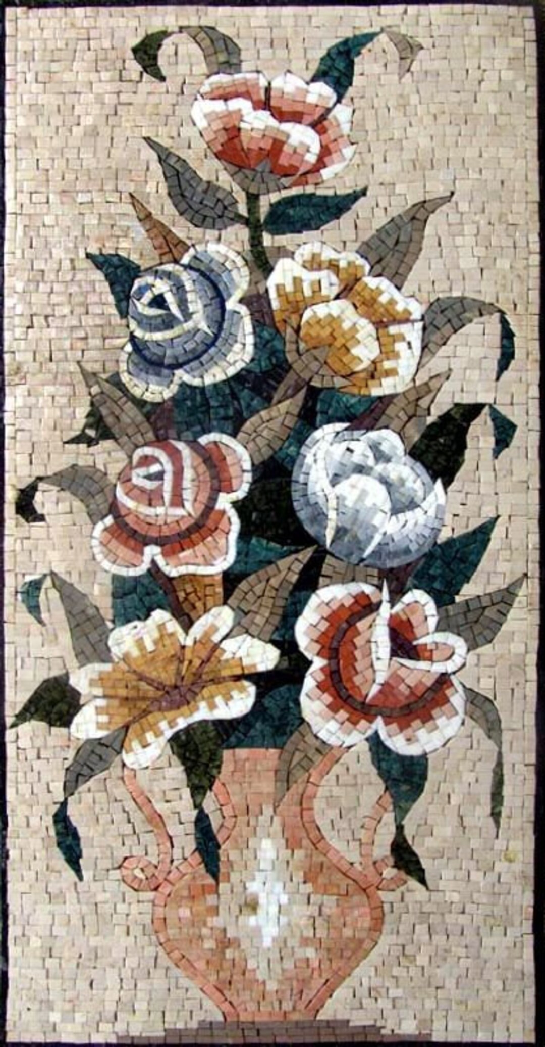 Retro Flower Vase Mosaic Mural - Etsy