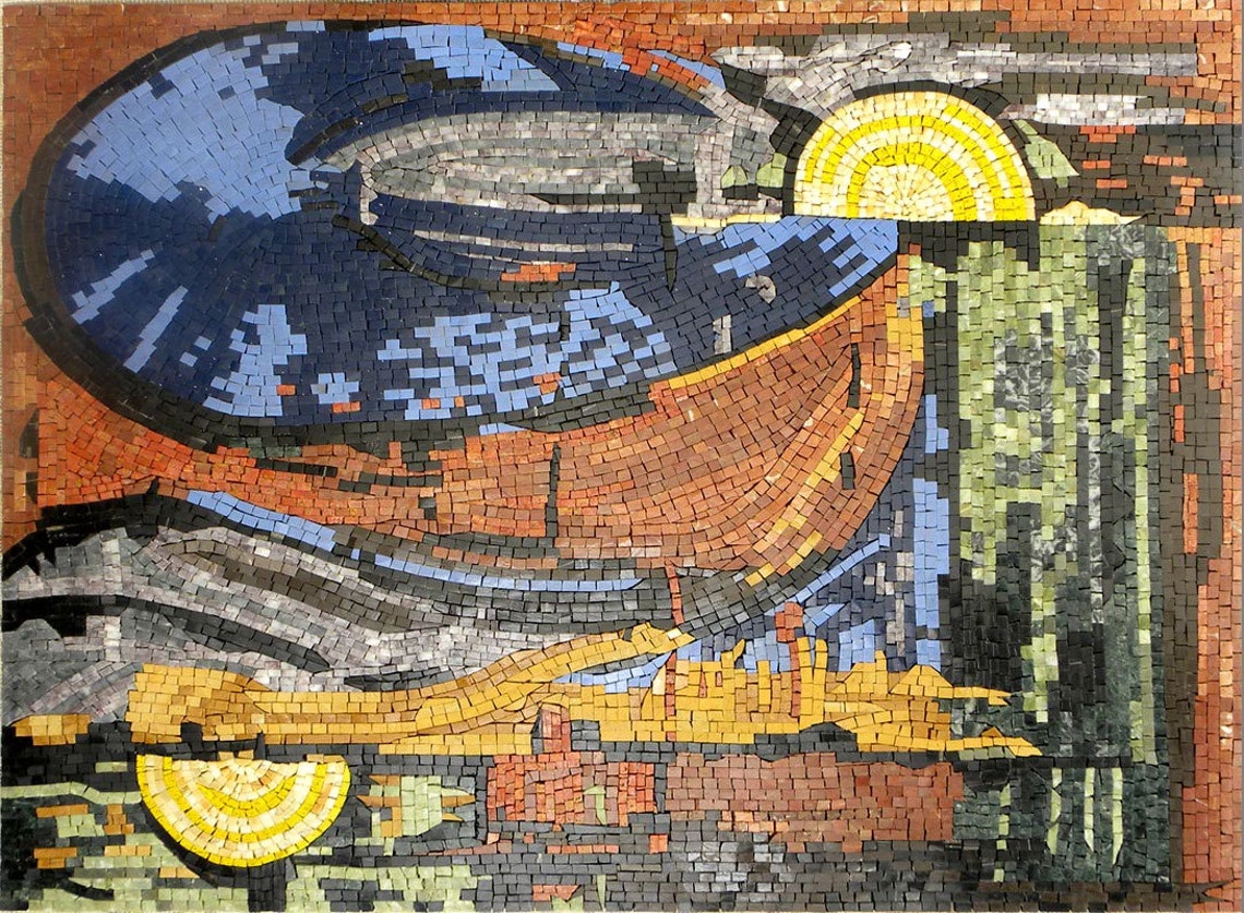 Modern Marble Mosaic Mural - Etsy