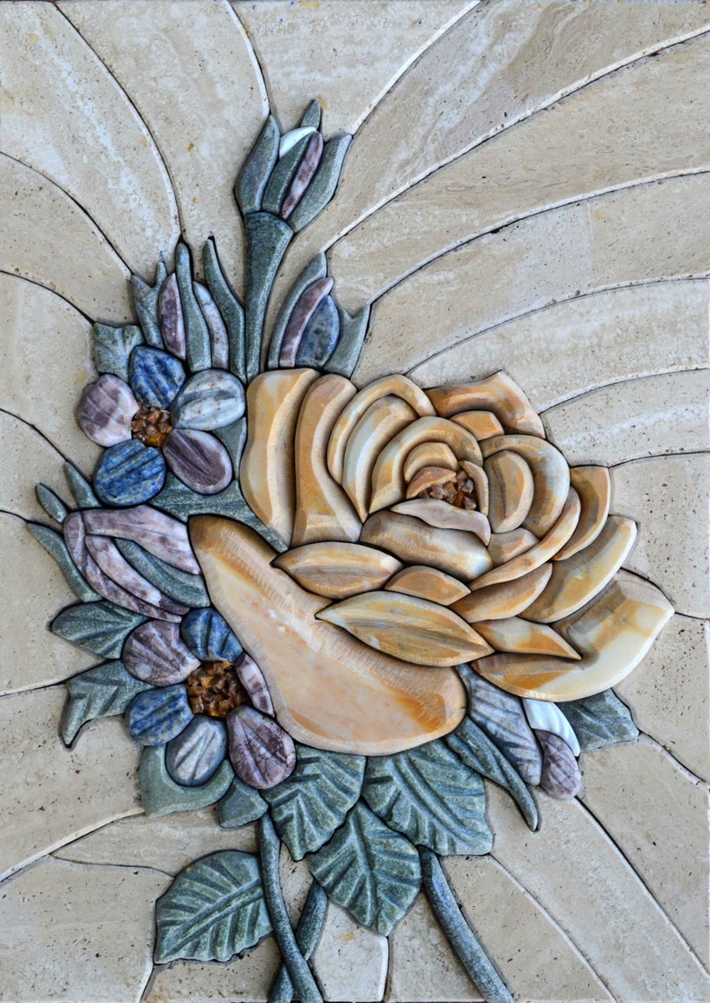 Flowers Stone Mosaic - Etsy