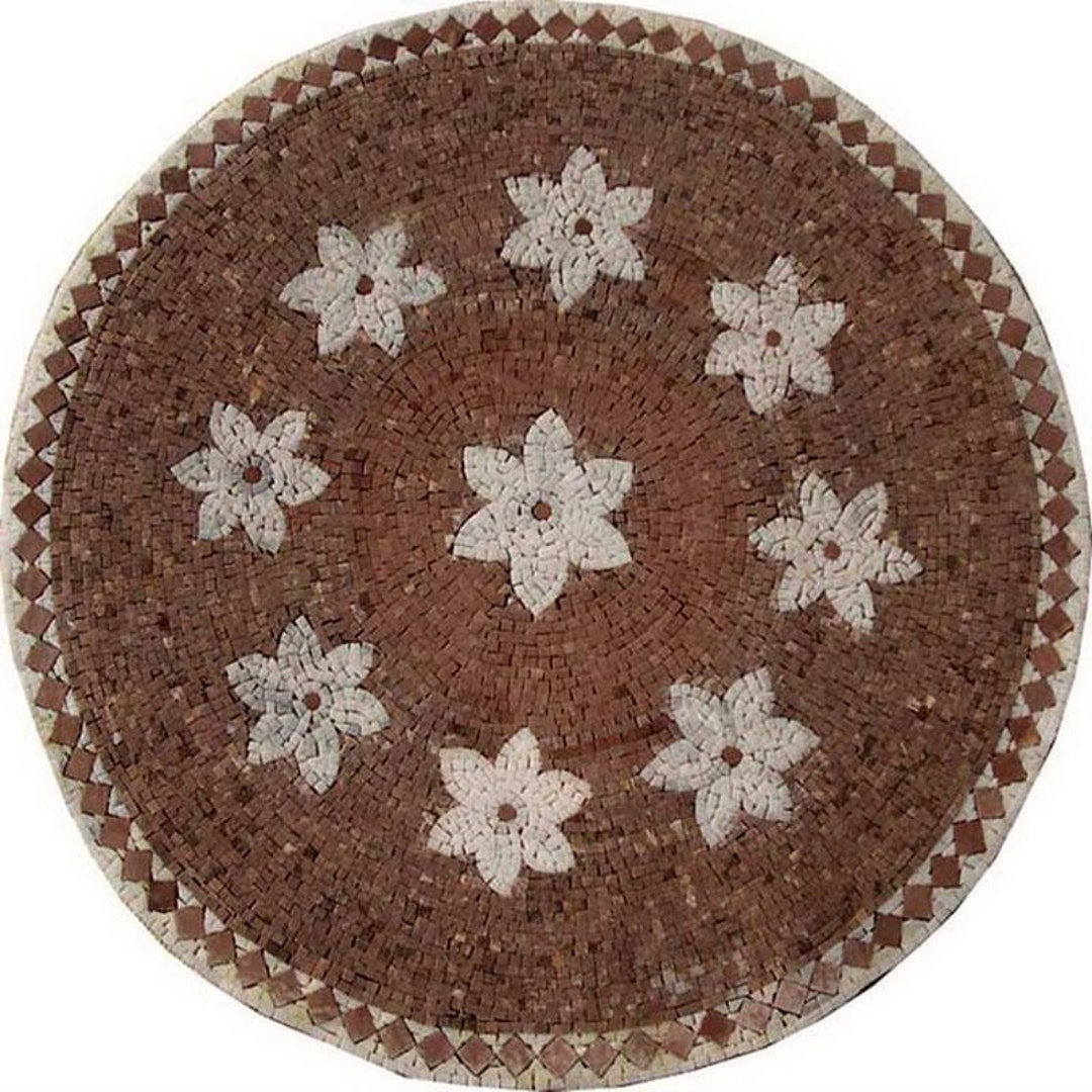 Floral Pattern Stone Medallion Mosaic - Etsy