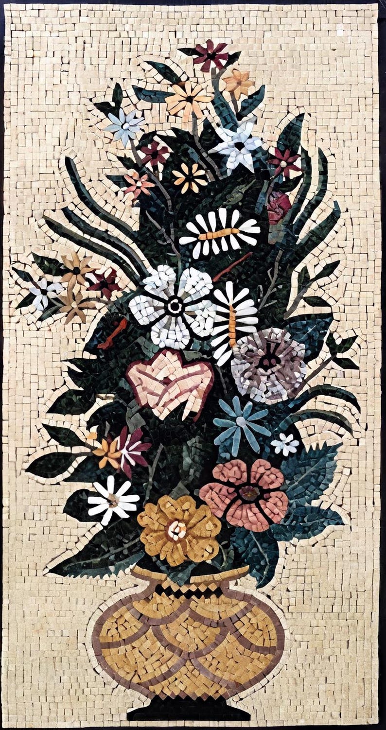 Roman Bloom Mosaic Mural - Etsy