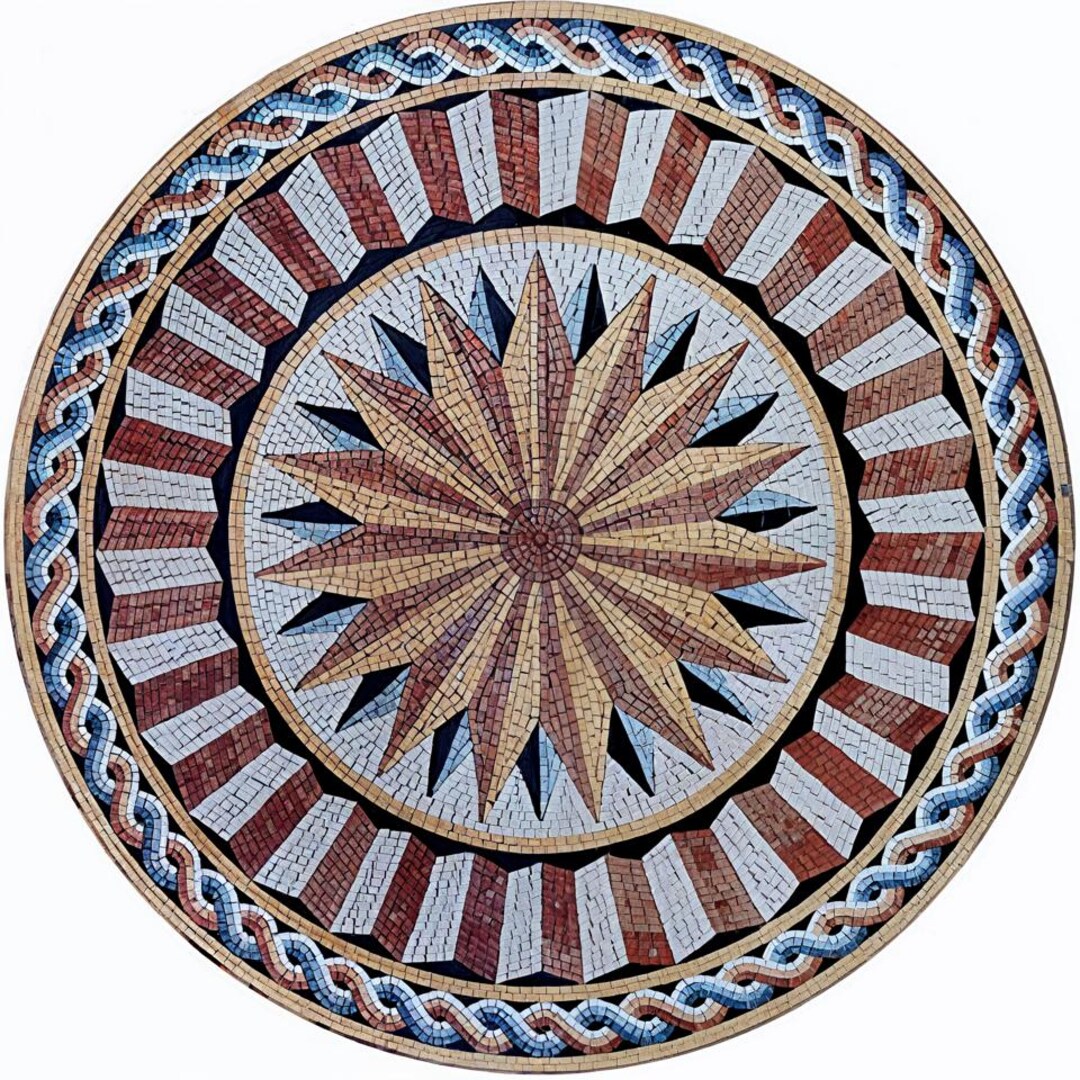 Round Starburst Marble Mosaic - Nova II - Etsy