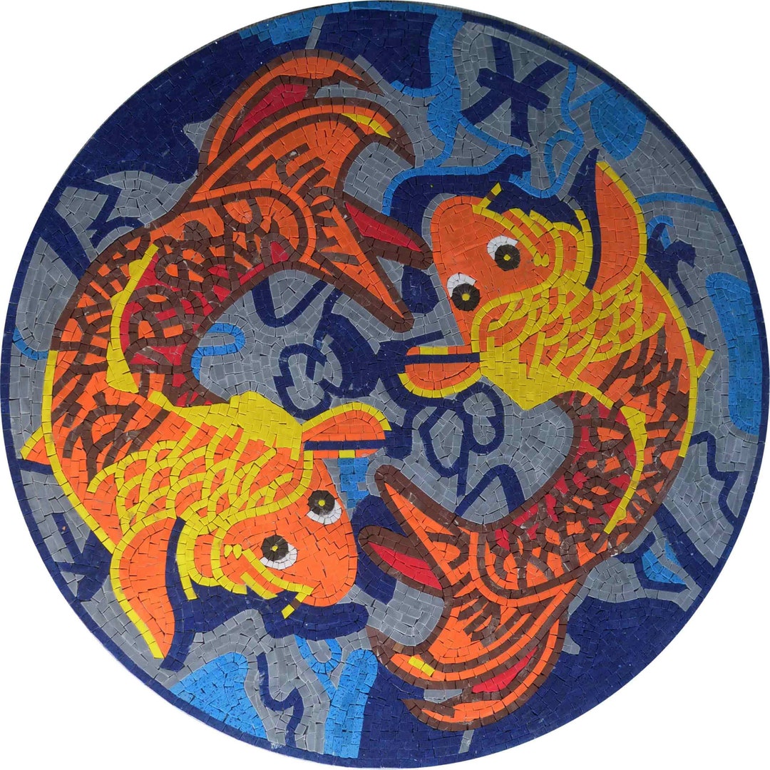 Mosaic Artwork - Koi Fish Medallion - Etsy