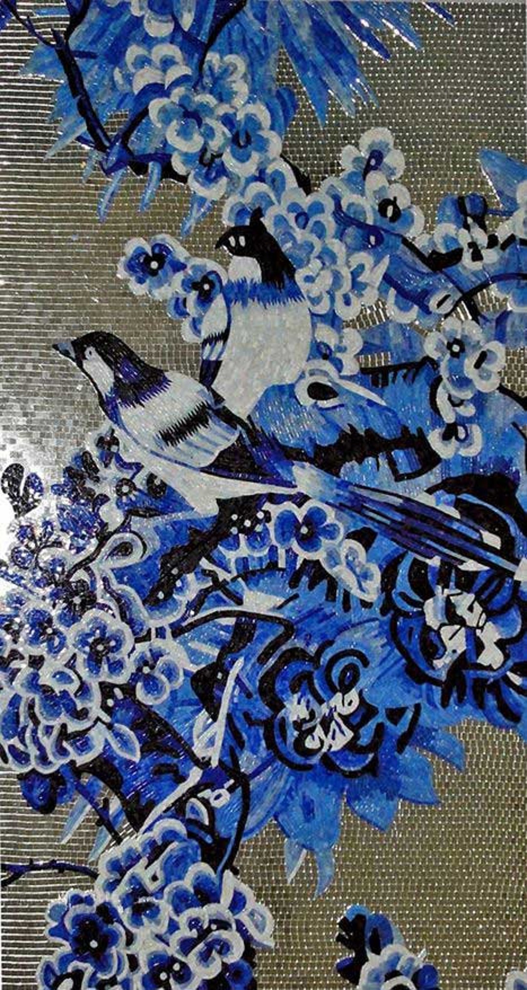 Mosaic Wall Art - Blue Birds and Flowers - Etsy