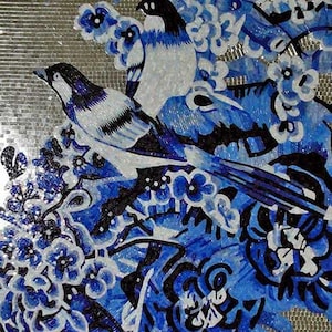 Mosaic Wall Art - Blue Birds and Flowers - Etsy
